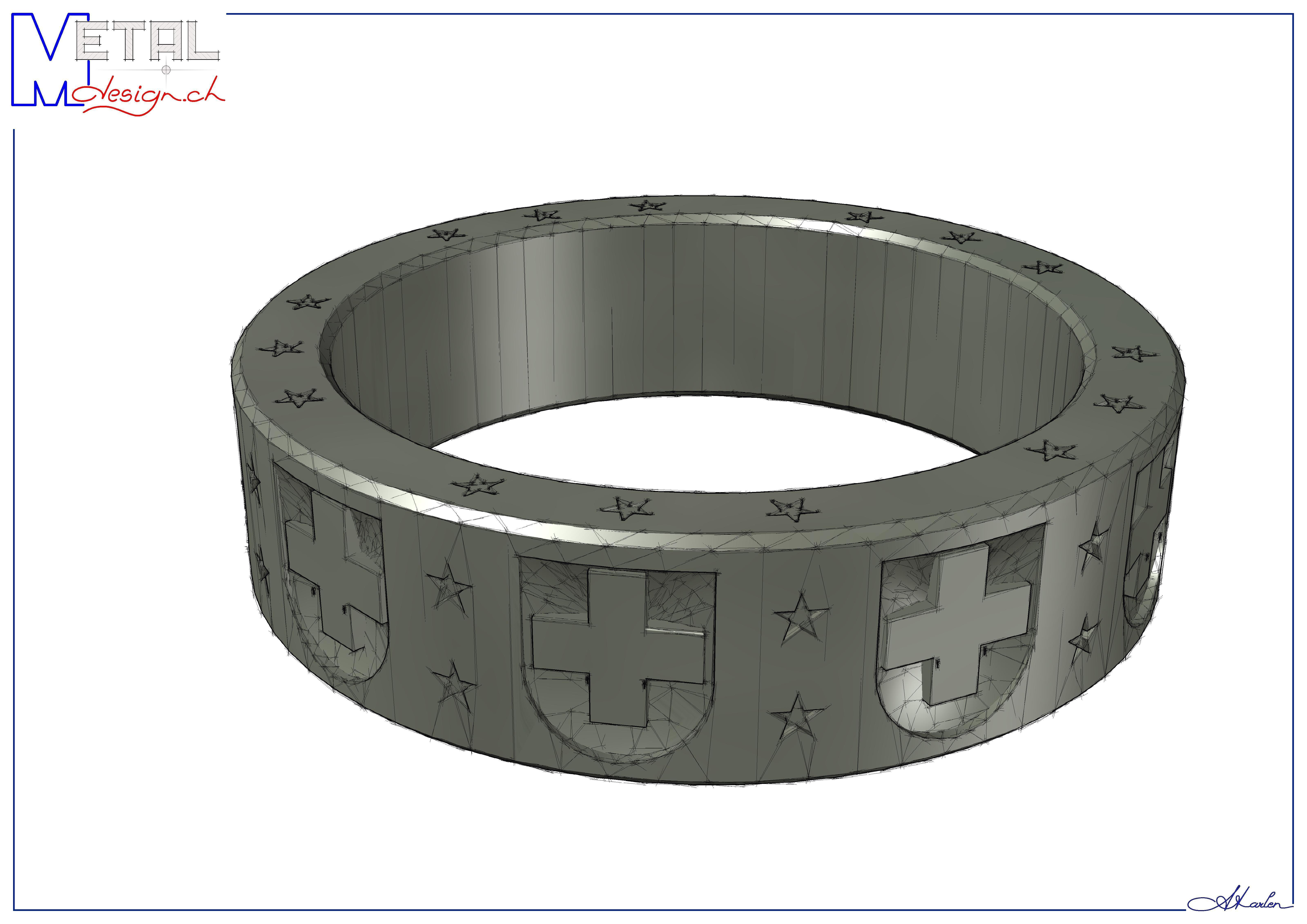 Free STL file Anneau 1er aout 💍・3D printing idea to download・Cults