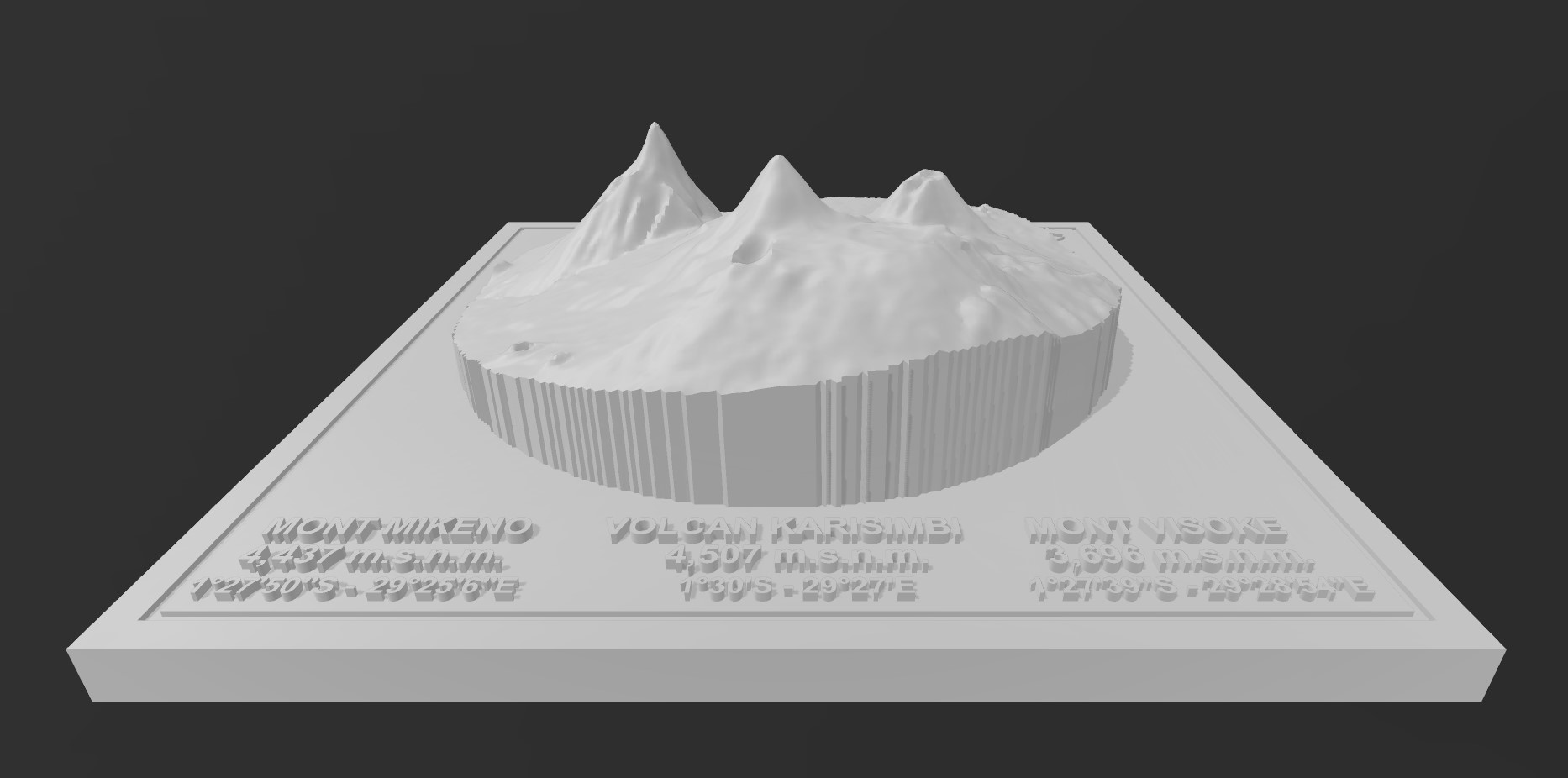 STL file PLATE FOR PLUMES - Visoke Volcano - Mikeno - Karisimbi ...