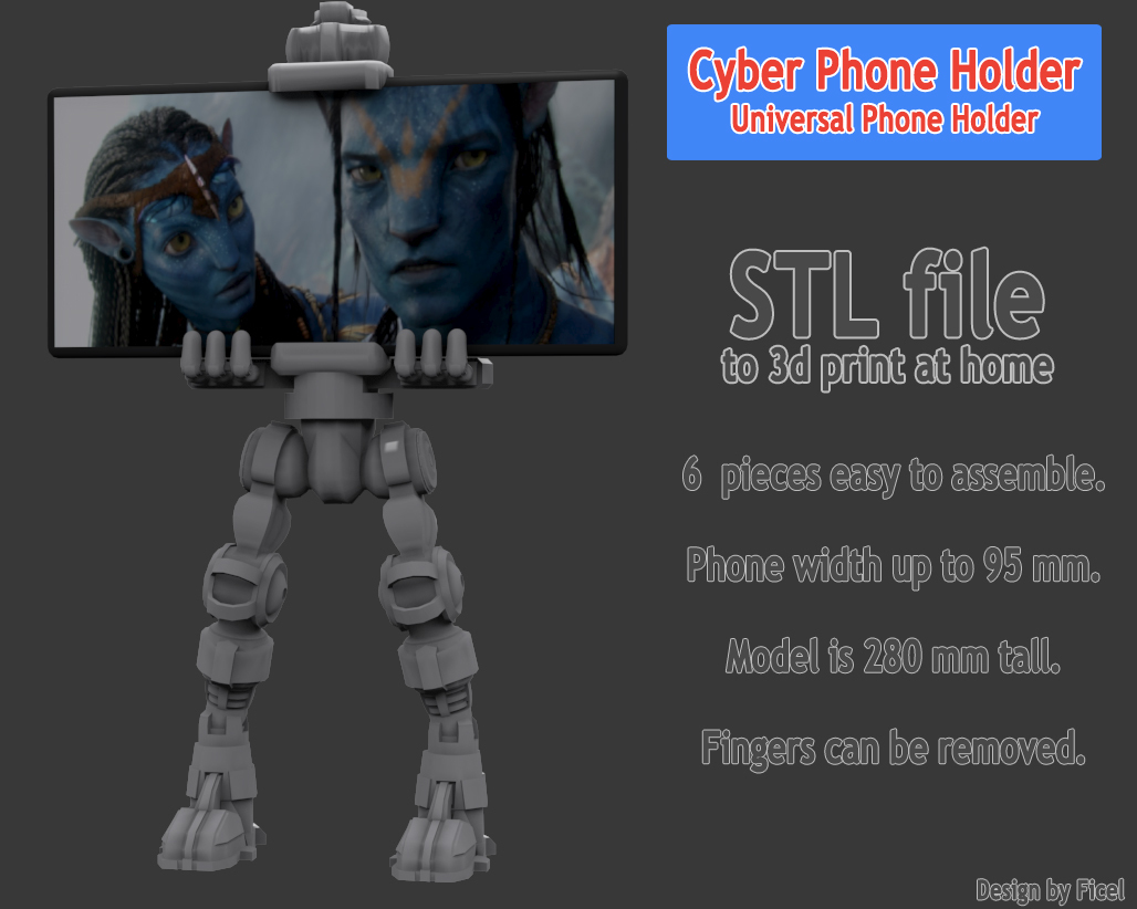 3D file Cyber Phone Holder, smartphone support, geek, office.・Design to ...