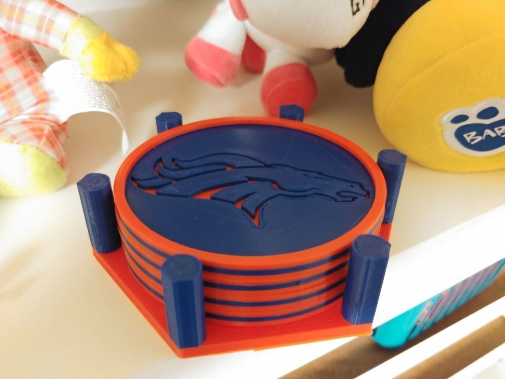 Free STL file Broncos Coaster and Coaster Holder 🍔・3D printing idea to ...