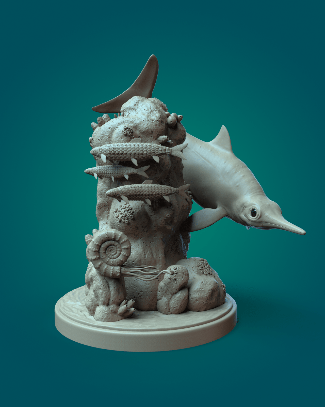 3D file Ophthalmosaurus in the environment 🐠・Model to download and 3D ...