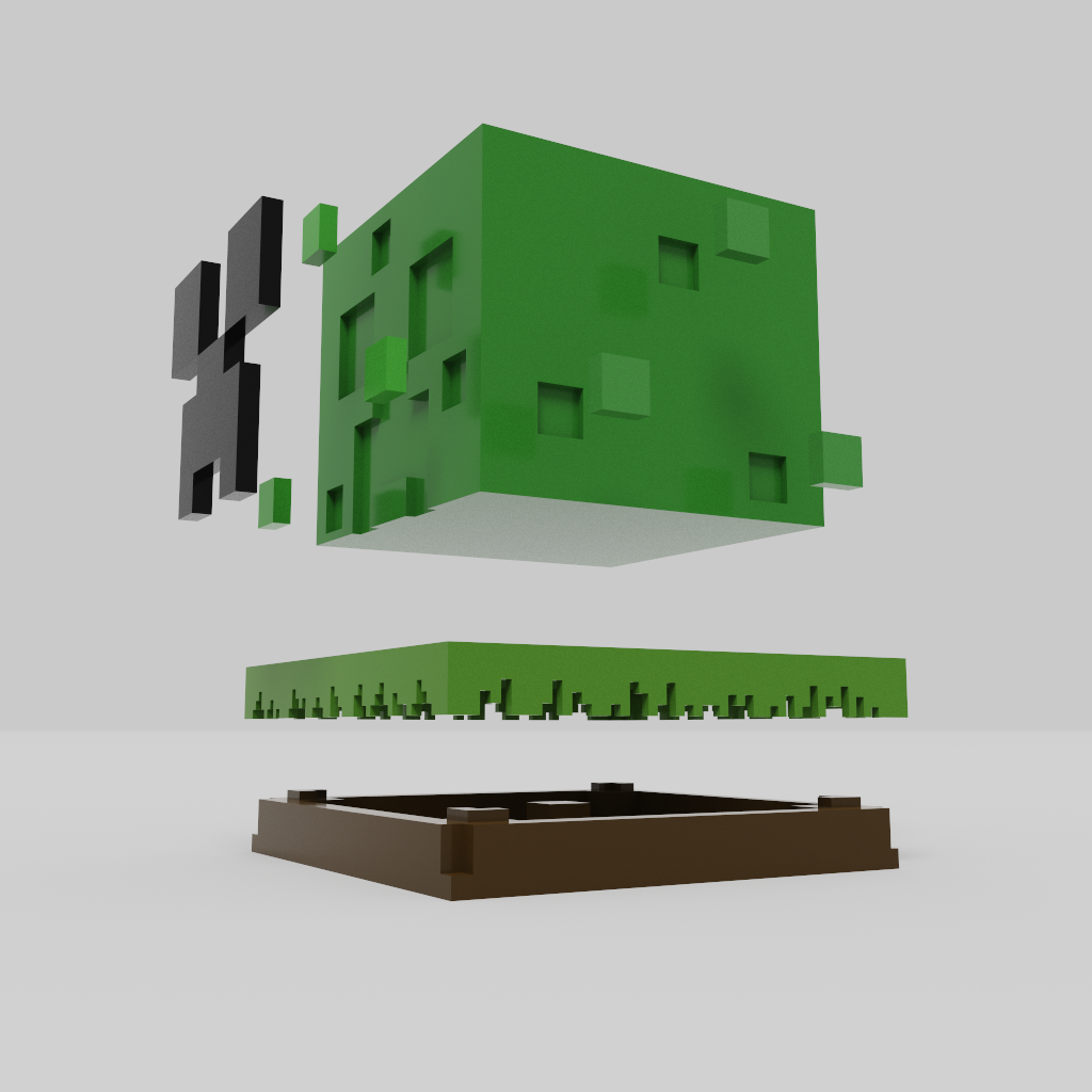 STL file Creeper Plantpot Minecraft (with water tray) recessed...・3D ...