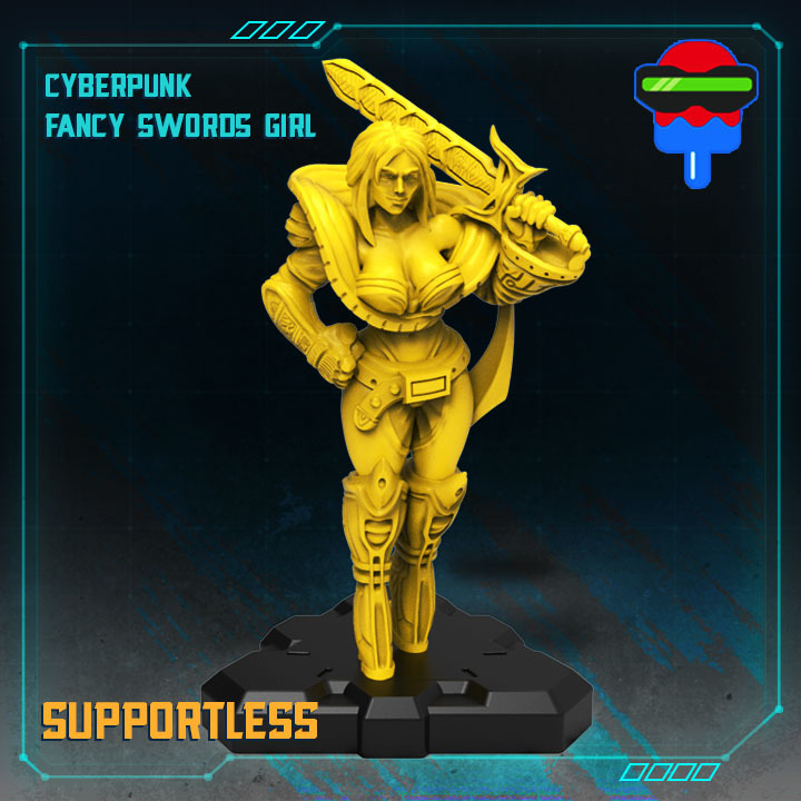 STL file CYBERPUNK FANCY SWORDS GIRL・3D print model to download・Cults
