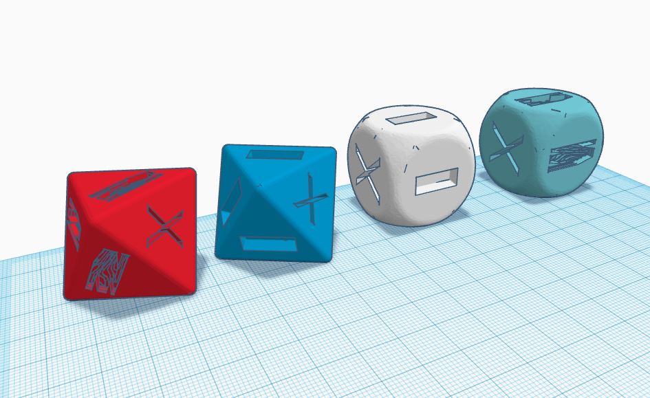 STL file Four styles of D6 and D8 Dice, wood & ingot & X・3D printing ...