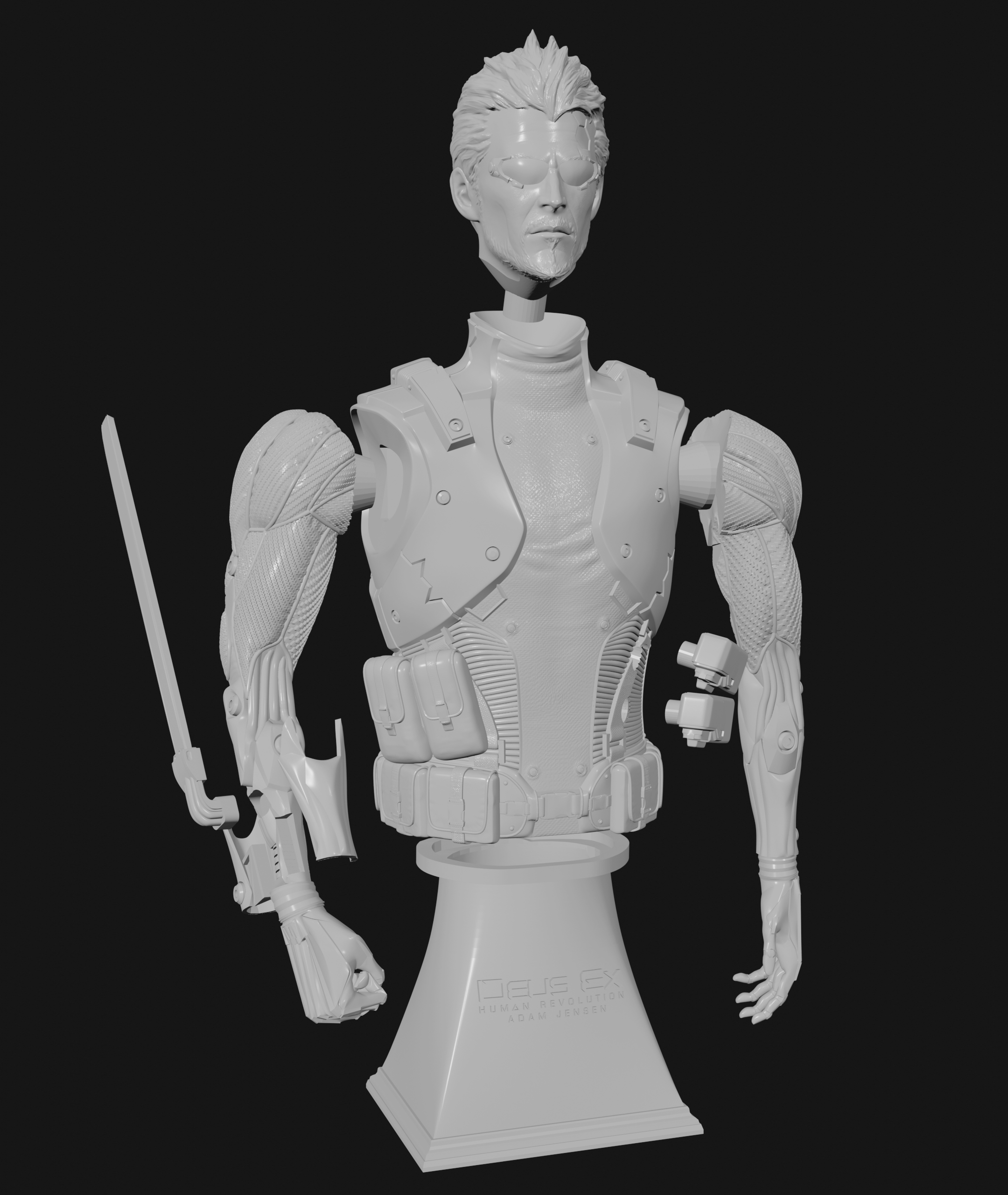 3D file Deus Ex Human Revolution Adam Jensen Bust・3D print design to ...