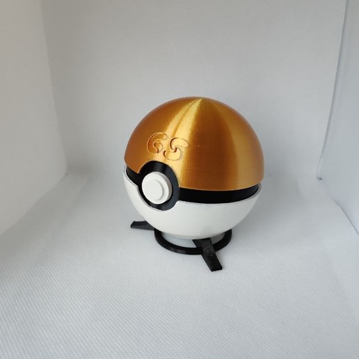 Download free STL file POKEBALL GOLD, EASY ASSEMBLY, SUPPORT INCLUDED ...