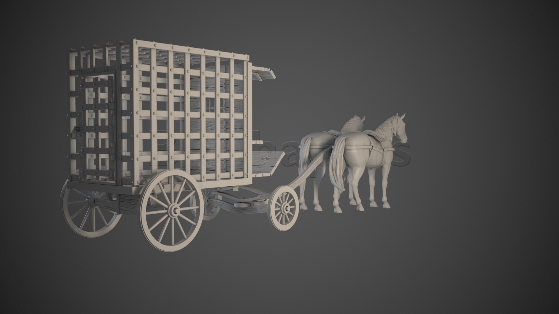 OBJ file Slave Wagon Jail Cart 🛒・3D printing idea to download・Cults