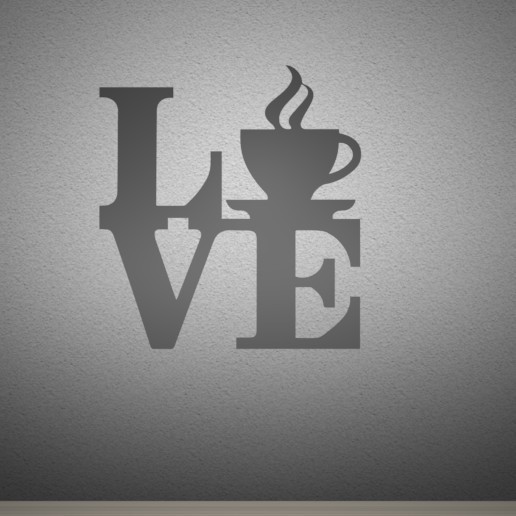 Download STL file Love Coffee - Sign • 3D printing template ・ Cults
