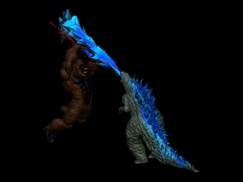 3D file KONG & GODZILLA 🪓・3D printer model to download・Cults