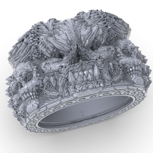 Download free STL Skull ring demon ring jewelry 3D print model ・ Cults