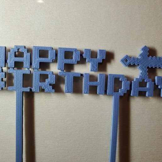 Download STL file Minecraft Happy Birthday Cake Topper • 3D printing ...