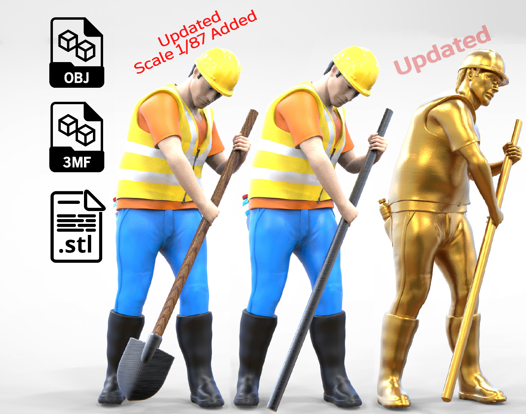 STL file N1 Construction Worker 1 64 Miniature With Shovel and Metal ...