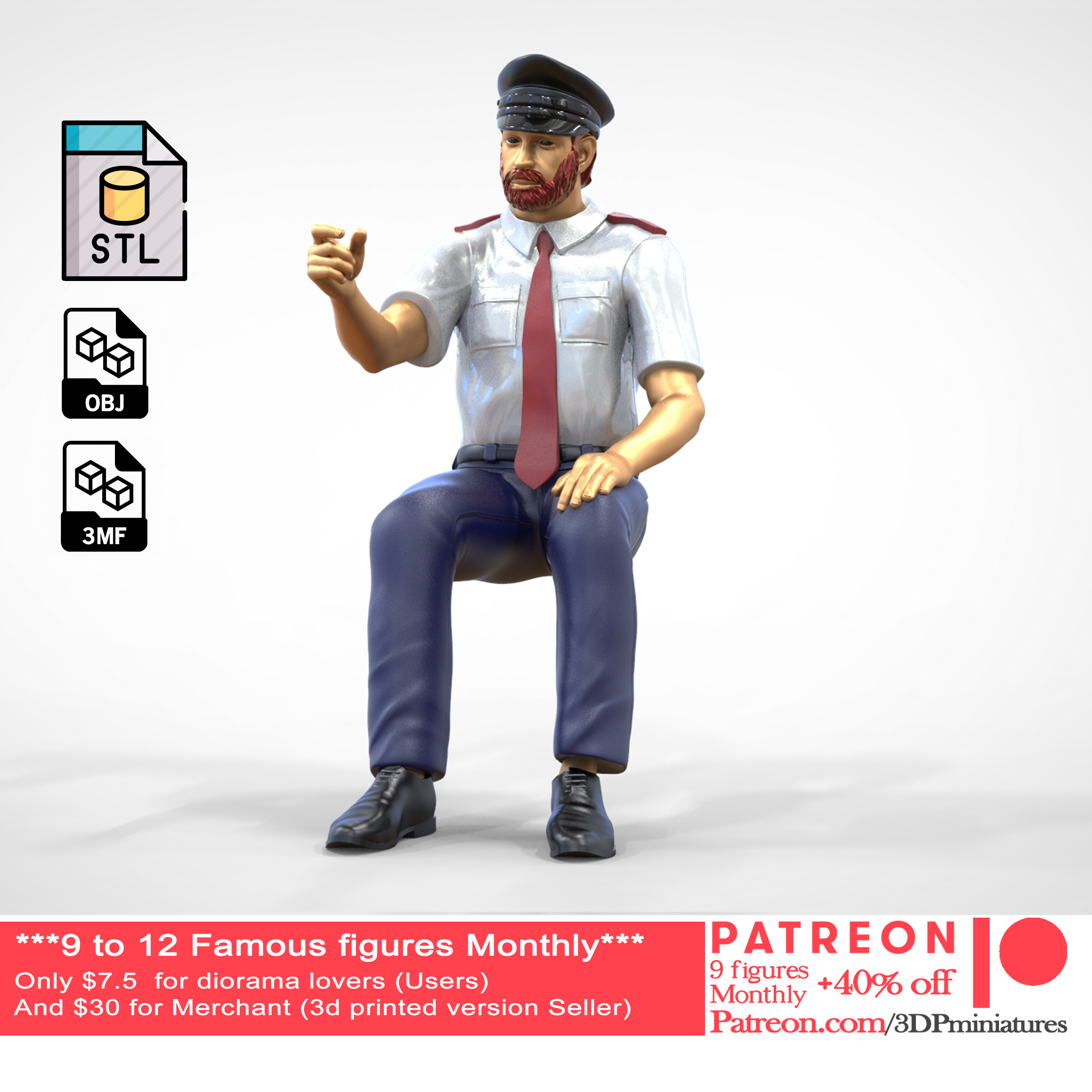STL file N6 Sitting Man Pilot 👨・3D printable model to download・Cults