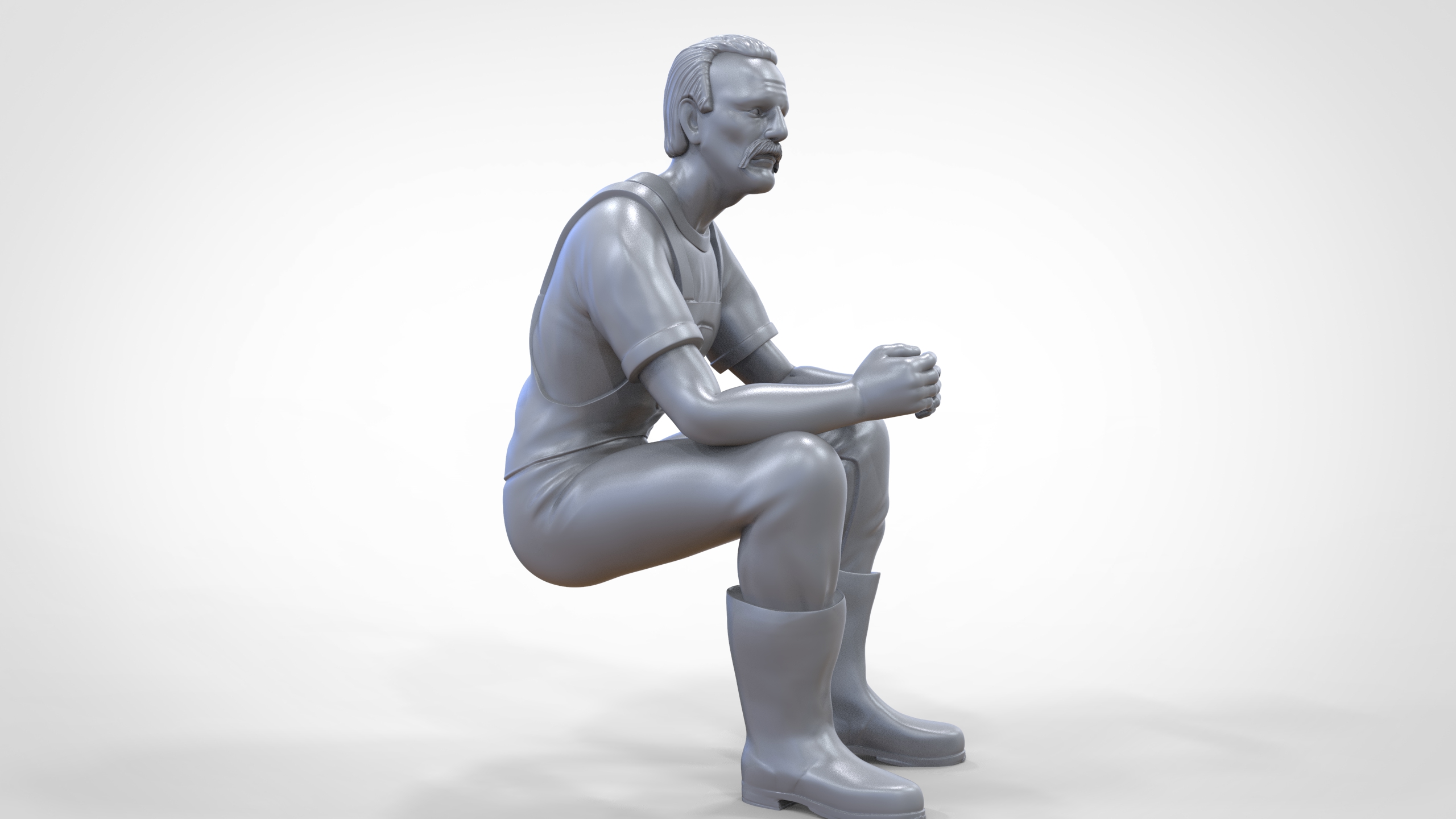 STL file N6 Old Fisherman sitting・3D printable model to download・Cults