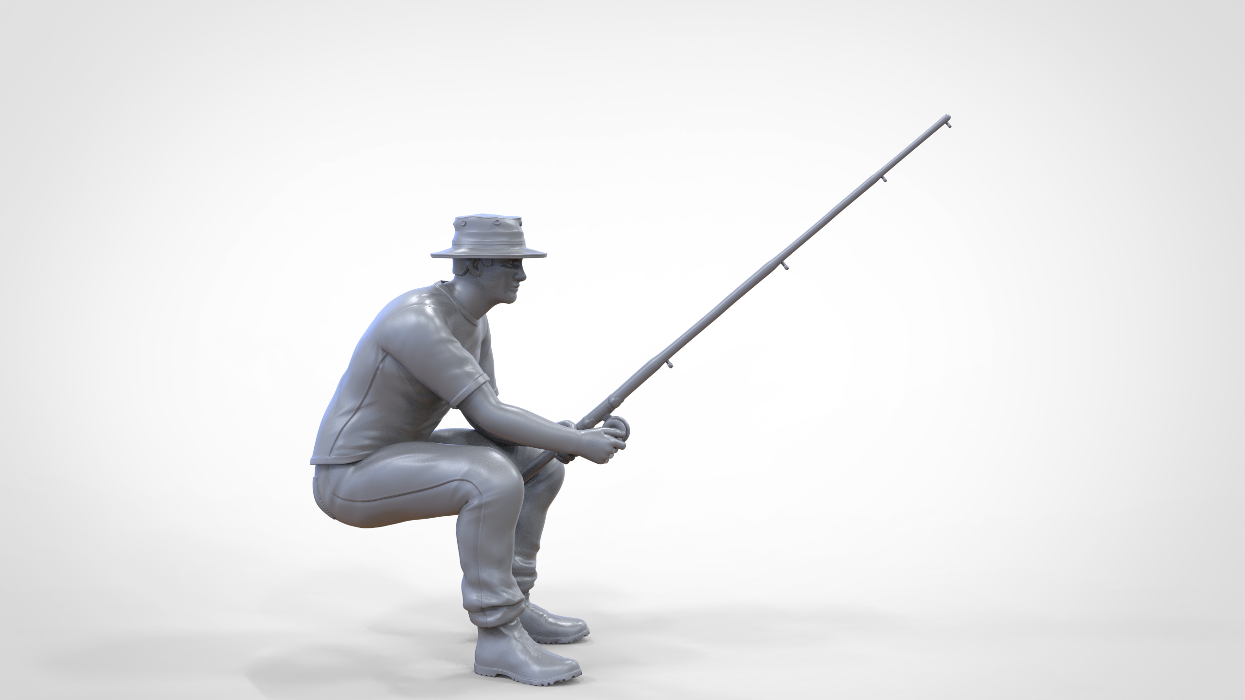STL file N1 Sitting Fisher with fishing rod 3D print model 🎣・3D printer ...