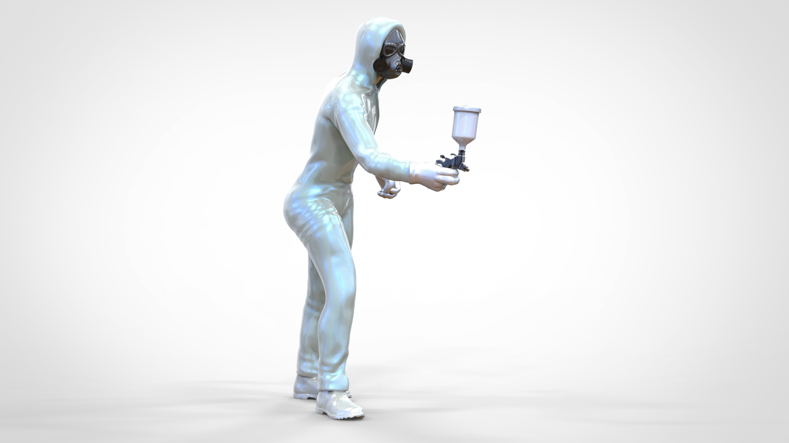 STL file N1 Car Painter Painting with Paint Spray Gun・Model to download ...