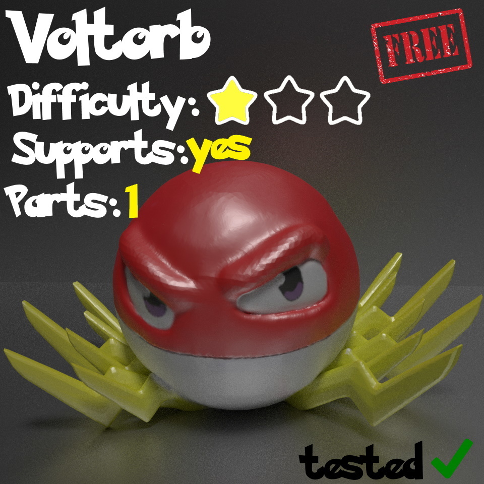 Fichier STL gratuit Voltorb・Objet pour impression 3D à télécharger・Cults