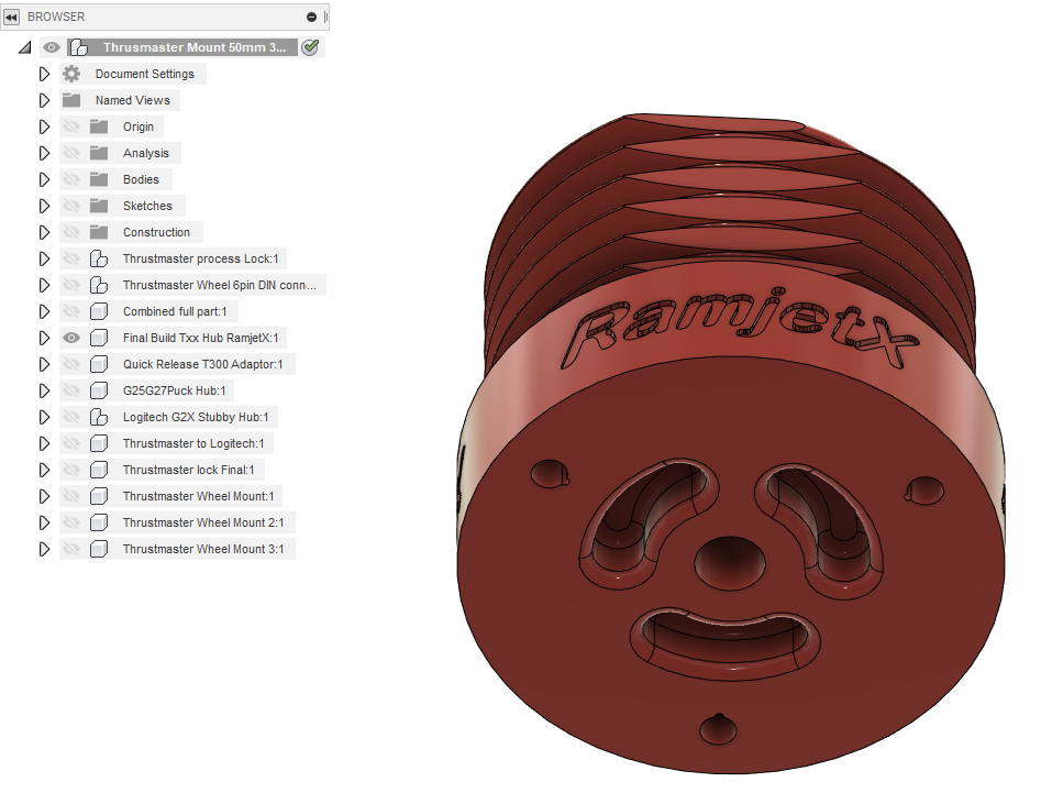 Free 3D file RamjetX Thrustmaster 50mm Hub Adaptor *Updated 04/06/2020*・Design to download and ...