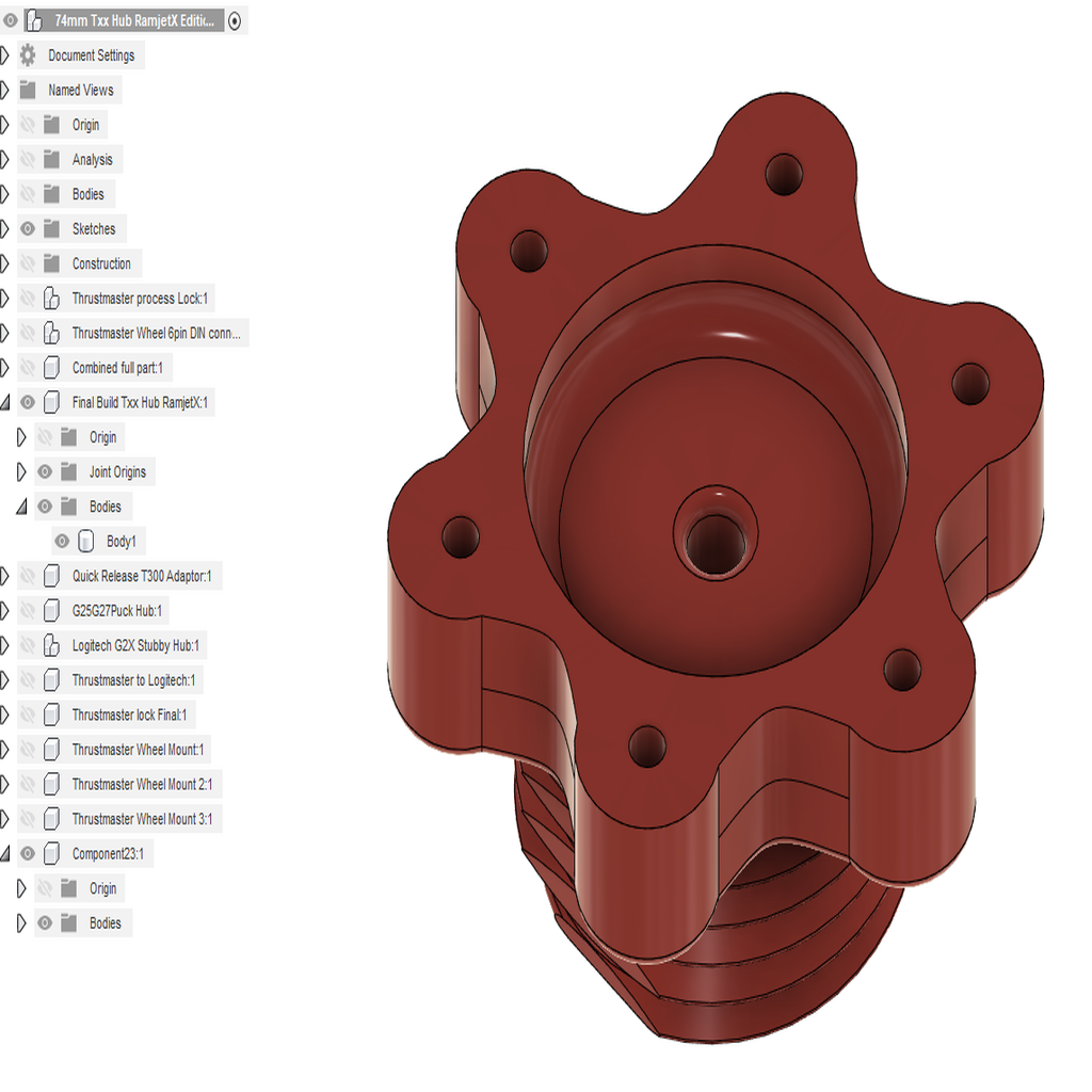 Free 3D file RamjetX Thrustmaster 74mm Hub Adaptor V2 - Fixed Rotation ...