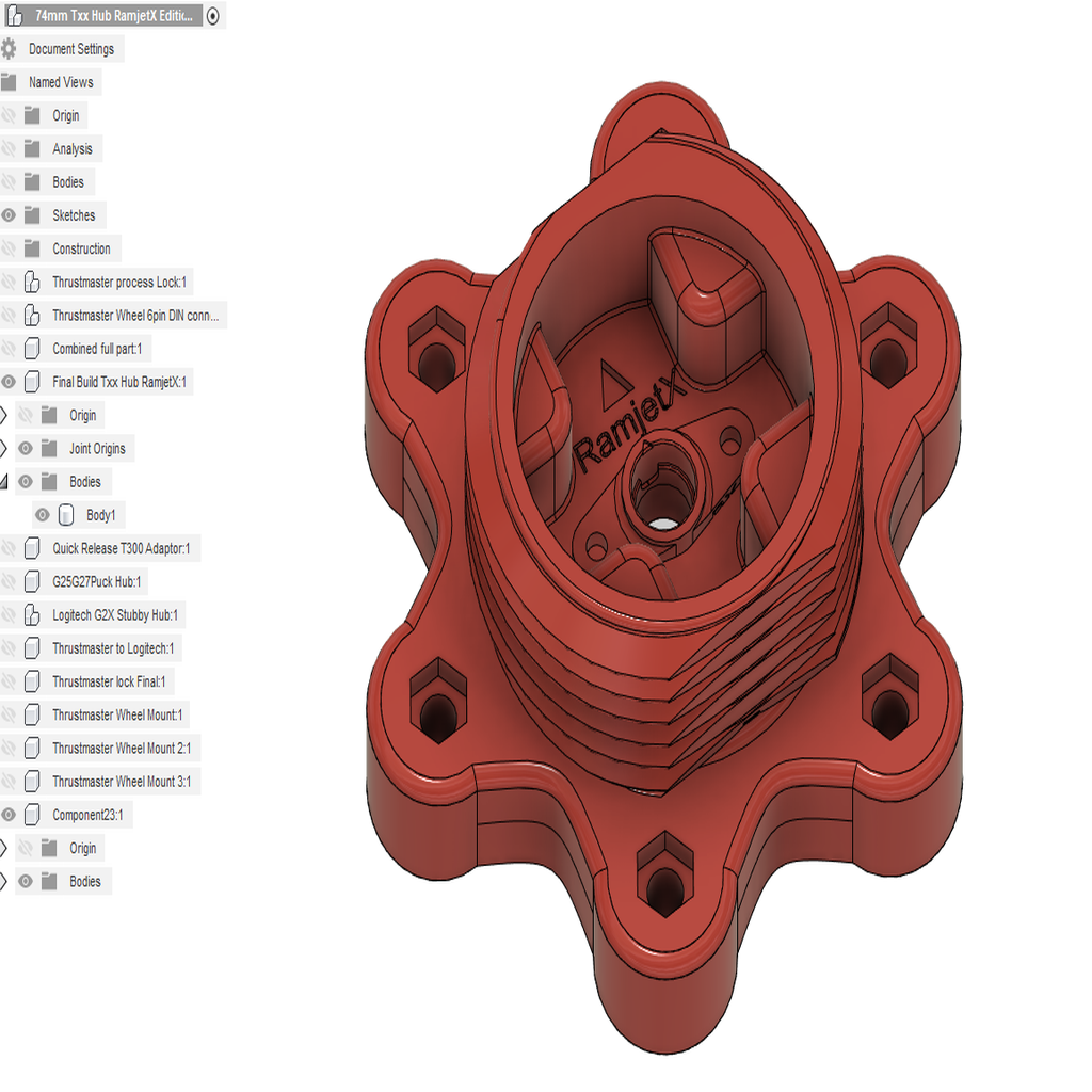 Free 3D file RamjetX Thrustmaster 74mm Hub Adaptor V2 - Fixed Rotation ...