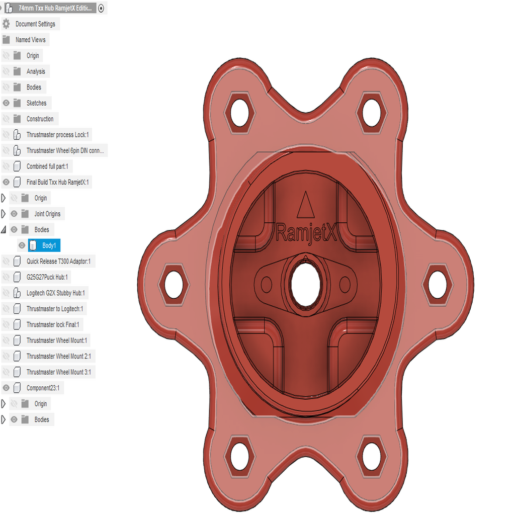 Free 3D file RamjetX Thrustmaster 74mm Hub Adaptor V2 - Fixed Rotation ...