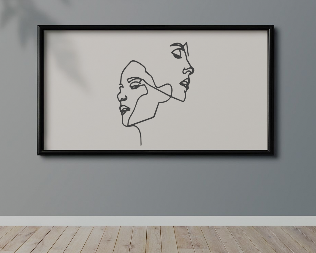 STL file Two Faces 2D Wall-Line Art 2D・3D printing template to download ...