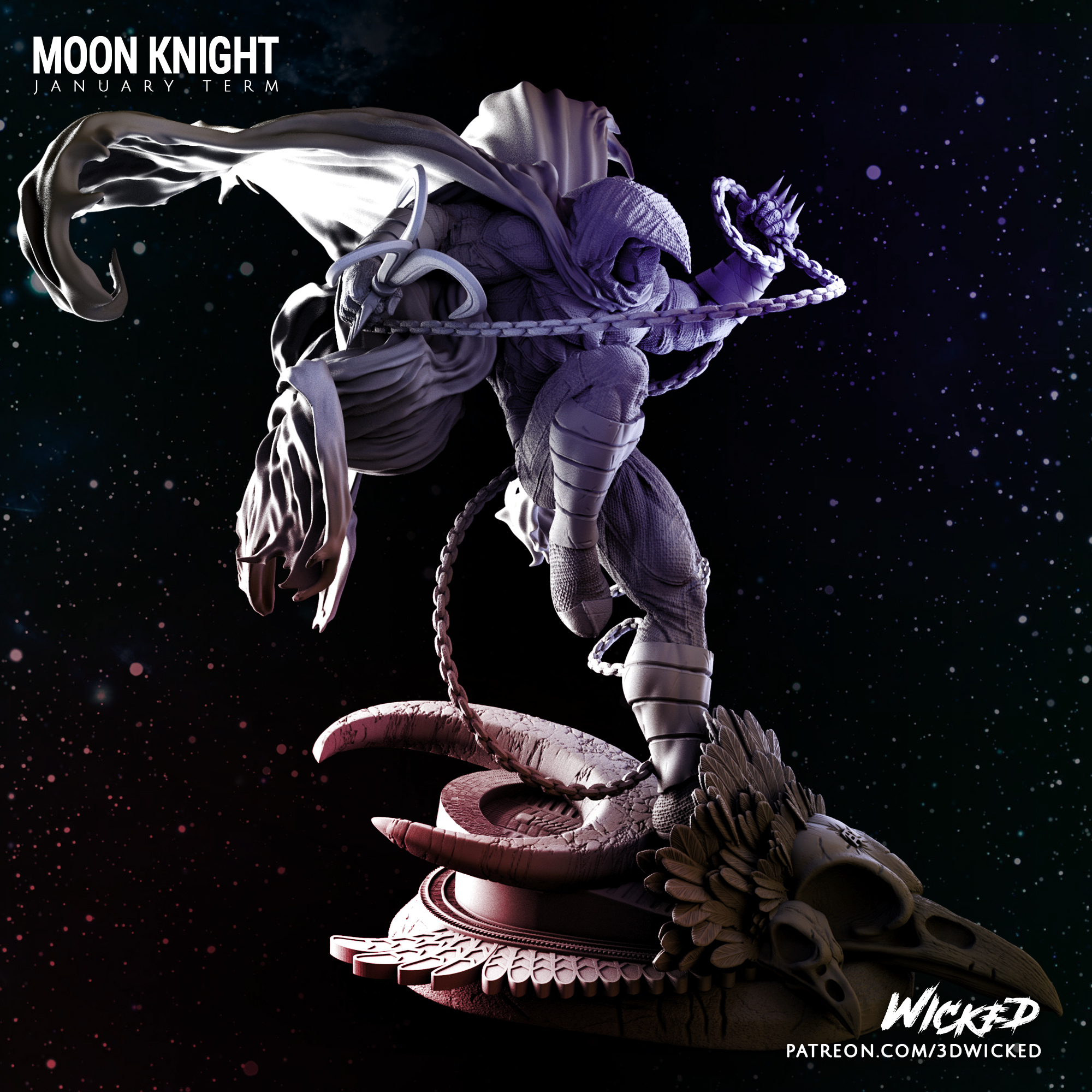3D file Wicked Marvel Moon Knight: STLs Sculpture ready for printing・3D ...