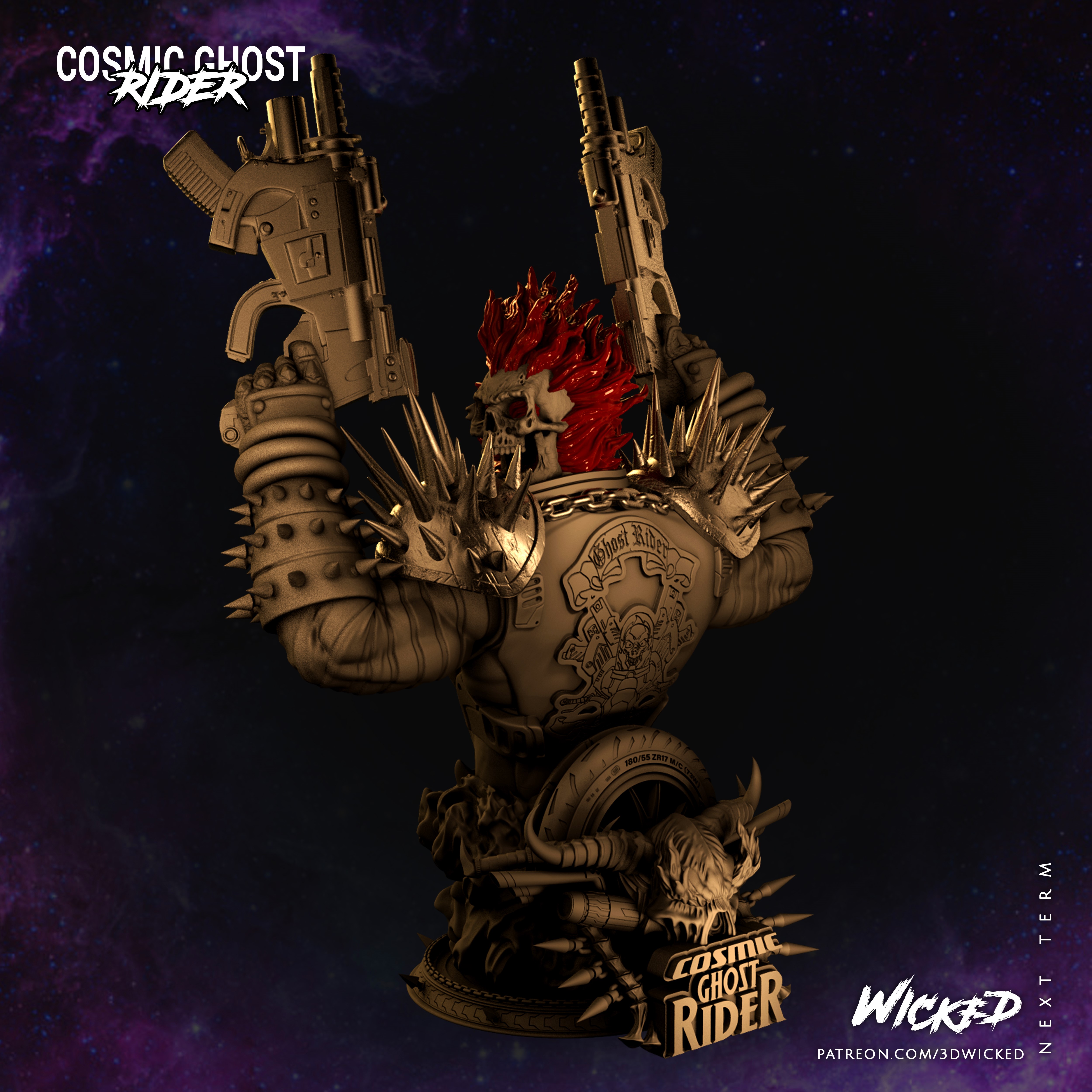 3D file Wicked Marvel Cosmic Ghost Rider Bust: Tested and ready for 3d ...