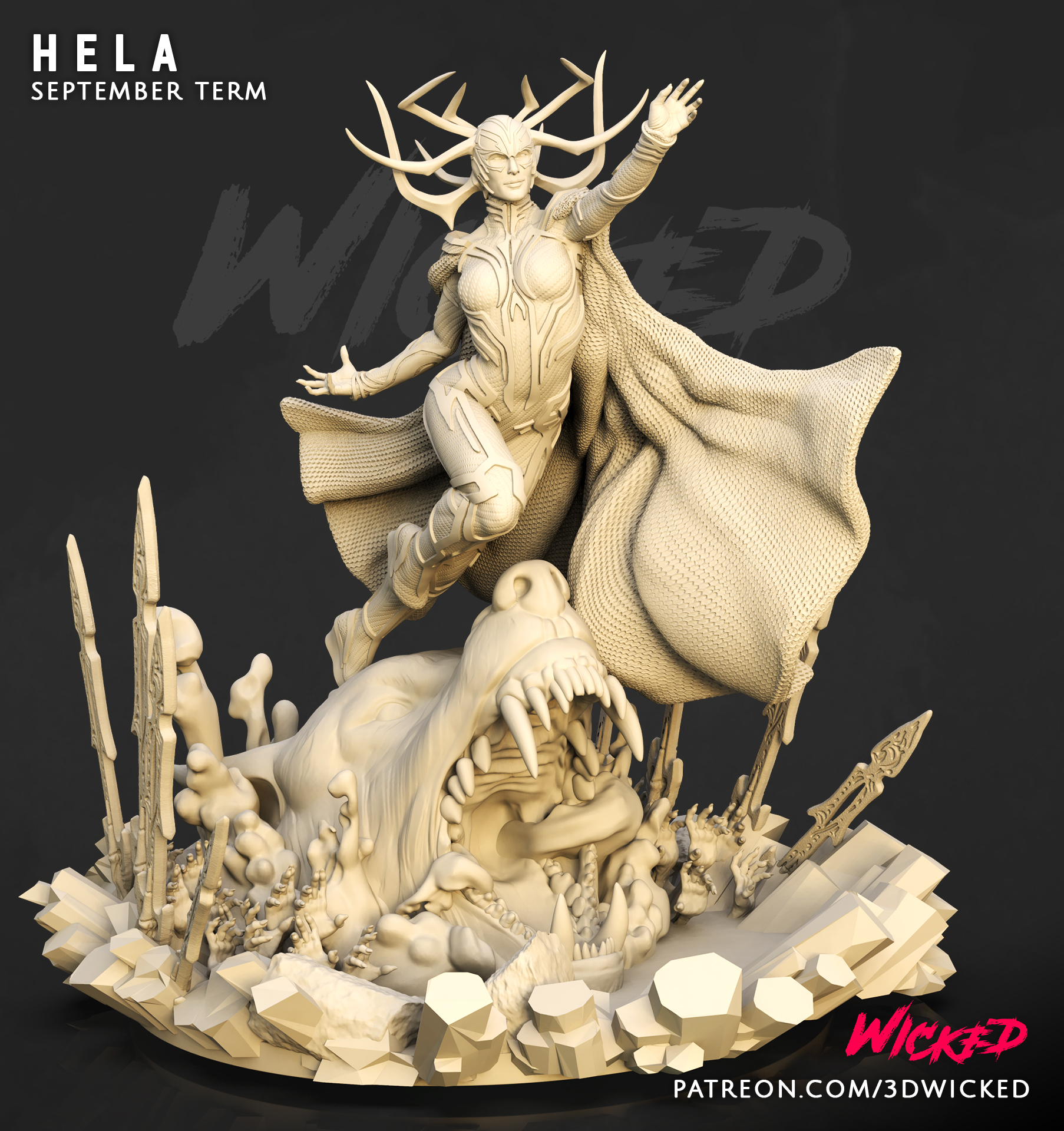 3D file Wicked Marvel Hela Sculpture: STLs ready for printing・3D ...
