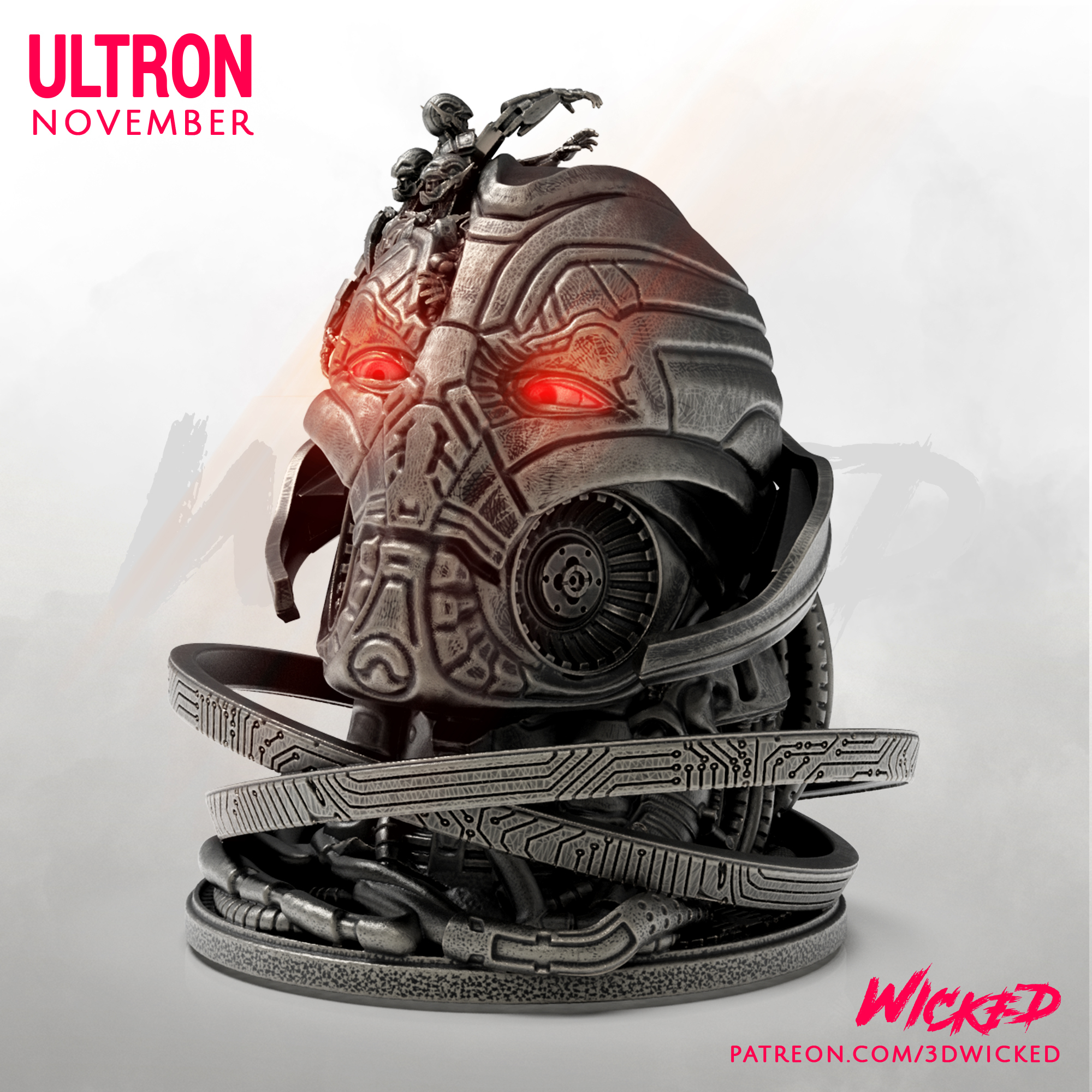 3D file Wicked Marvel Ultron Bust: STLs ready for printing 👤・3D print ...