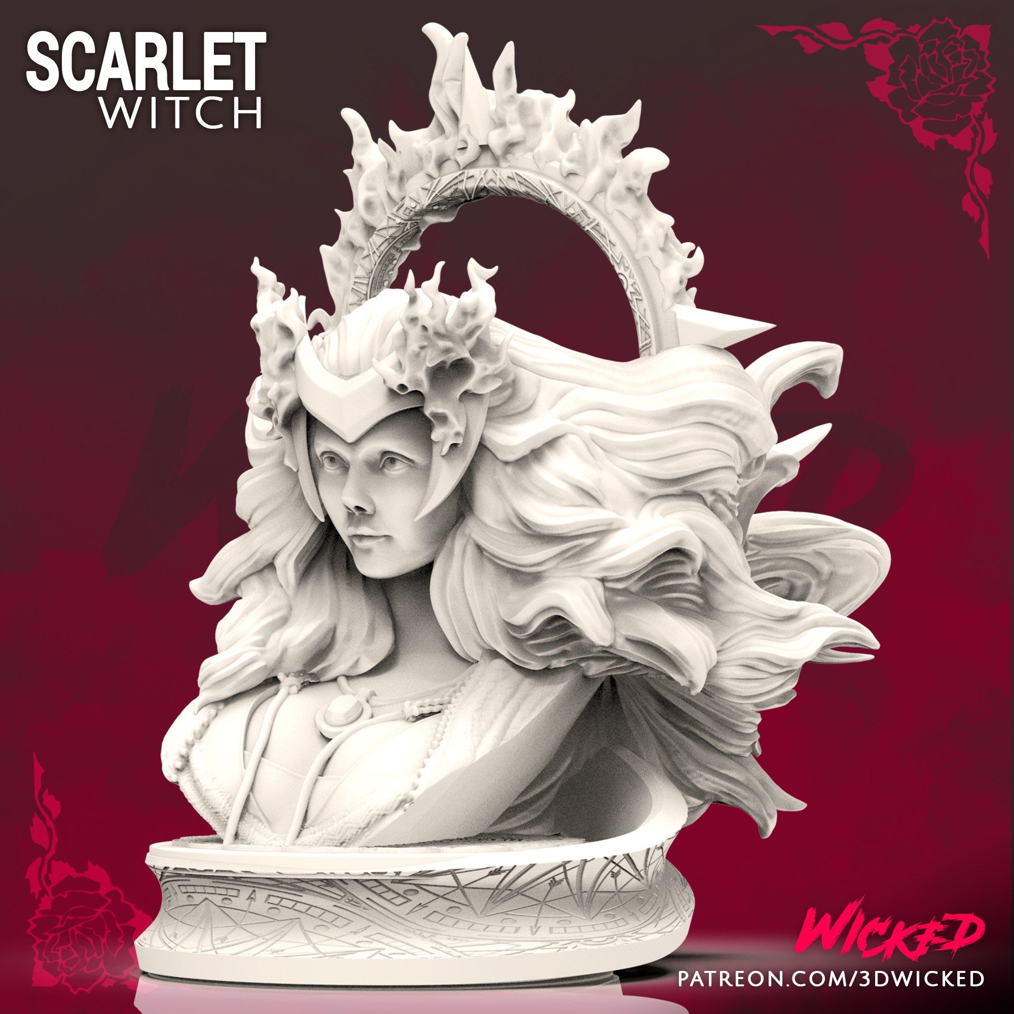 Free 3D file Wicked Marvel Scarlet Witch Bust: STLs ready for printing ...