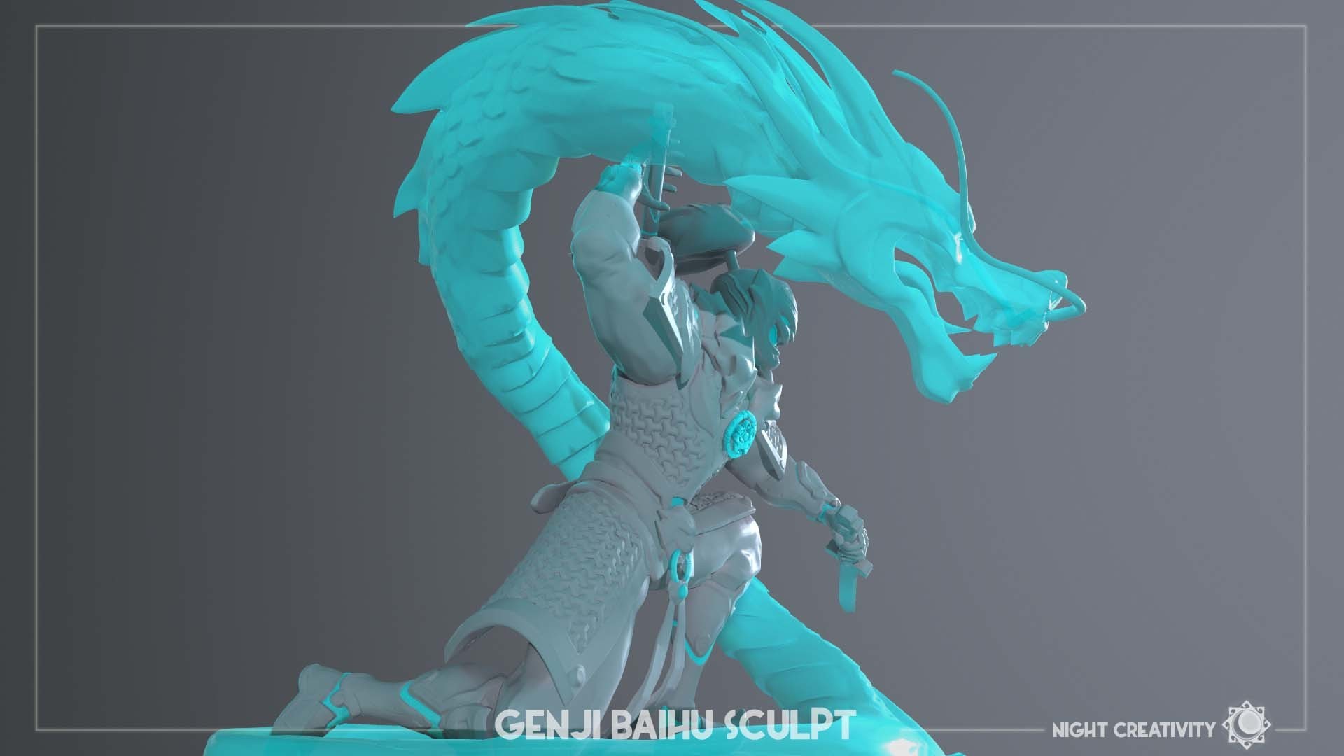 Download OBJ file Overwatch collectible Genji Baihu figurine mini for ...