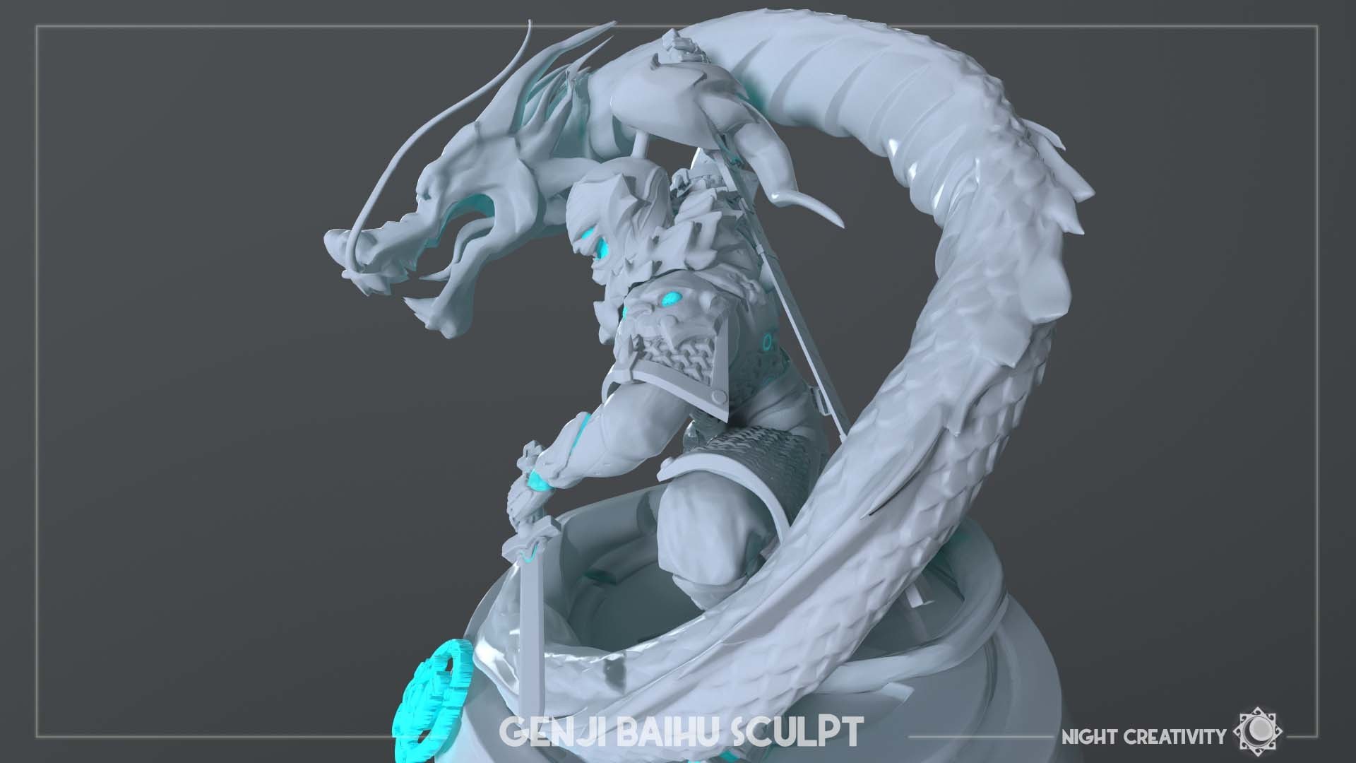 Télécharger fichier OBJ Overwatch collectible Genji Baihu figurine mini ...