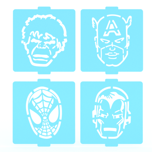 Descargar archivo STL Marvel stencil set of 4 for Coffee and Baking ...