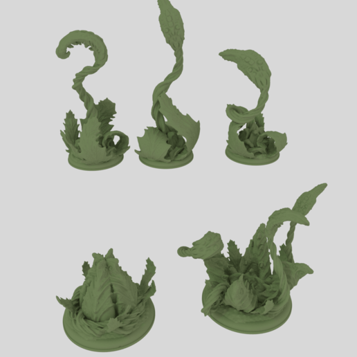 Download STL file Tendril Carnivorous Plant 28mm and 50mm Creature for ...