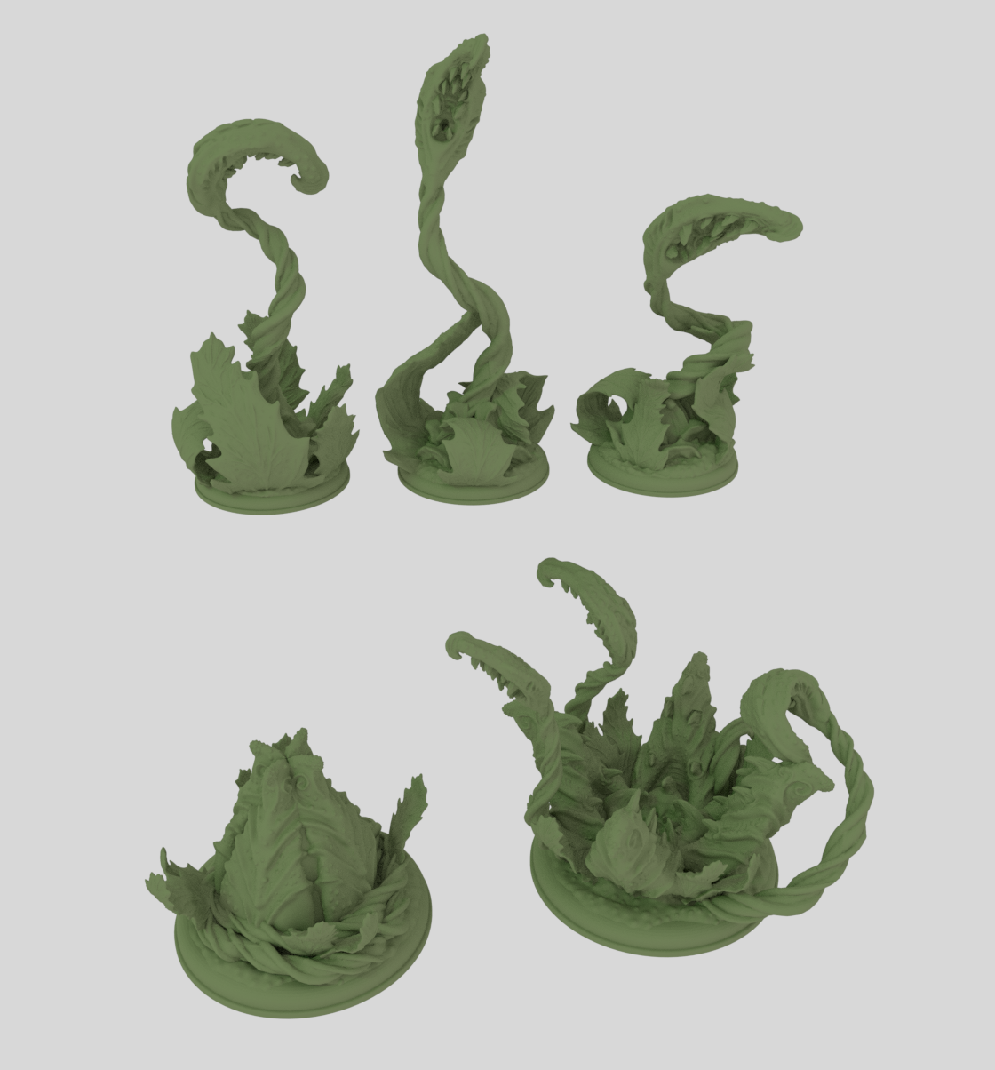 Download STL file Tendril Carnivorous Plant 28mm and 50mm Creature for ...