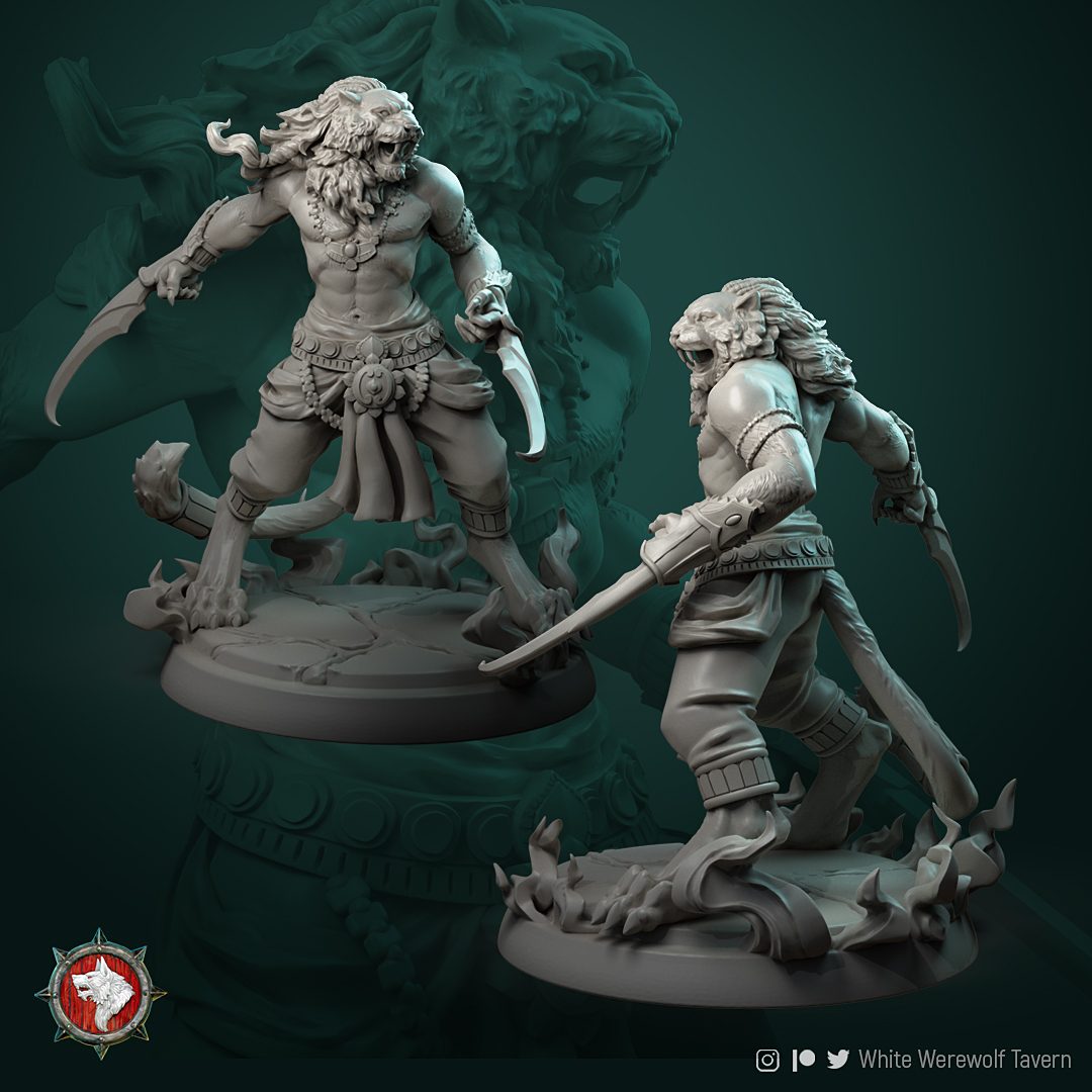 STL file Tabaxi leonin warrior 32mm pre-supported・3D printer design to ...