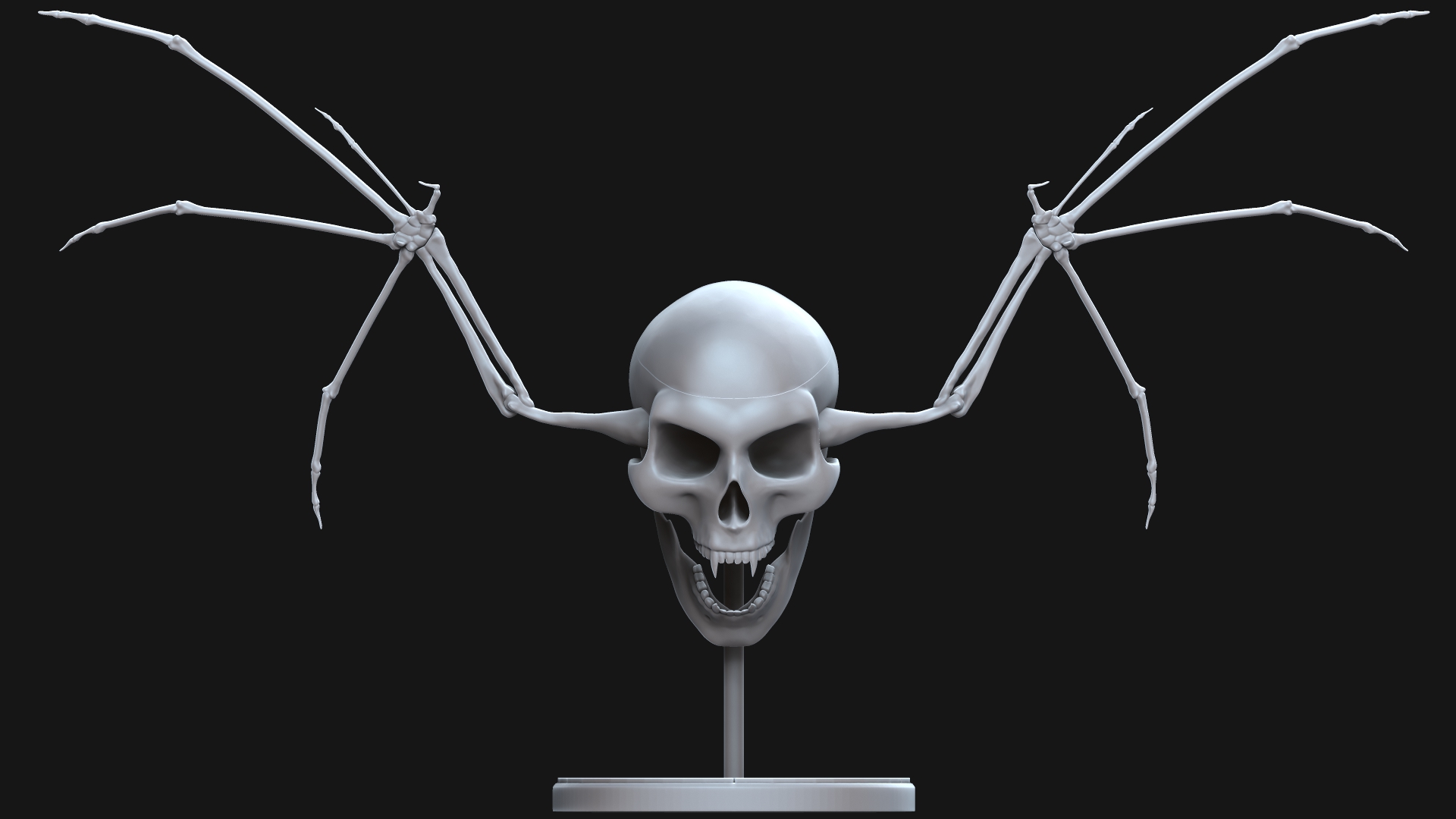 STL file Skull with bone wings 💀・Model to download and 3D print・Cults