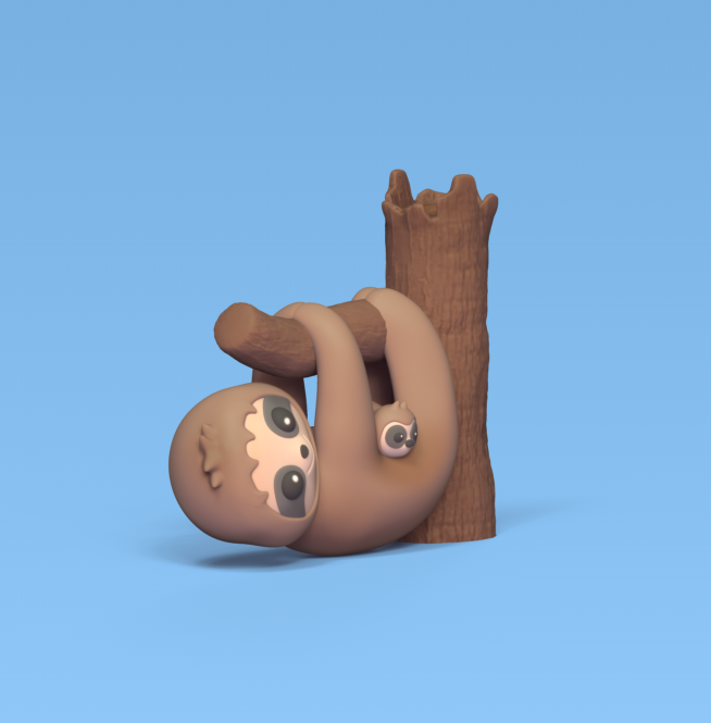 3D file Sloth with Baby 🦥・Model to download and 3D print・Cults