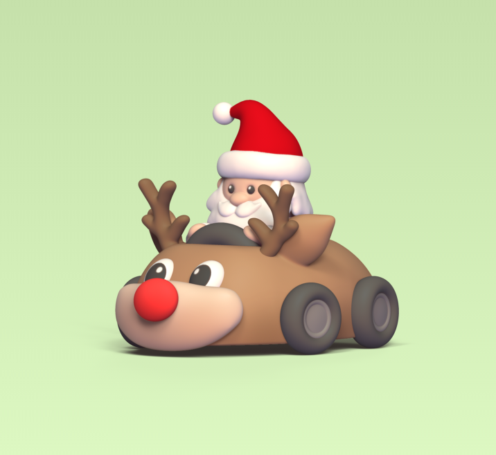 3D file Santa Claus Reindeer Car 🎅・Model to download and 3D print・Cults