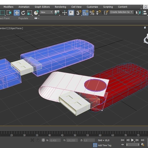 Download STL file USB Blue and Red 3d print model • 3D print design ・ Cults