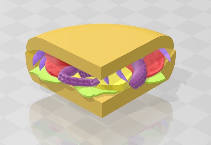 STL file FOOD SANDWICH FAST HAMBURGER SAUSAGES OCTOPUS・Design to ...