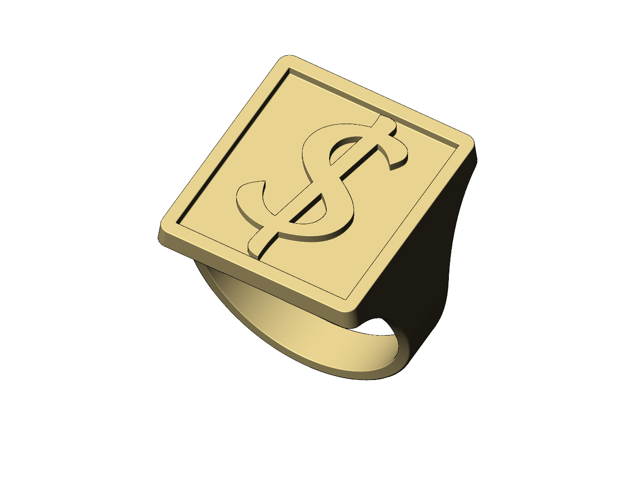 STL file Dollar sign large rectangular ring size 6to13 3D print model ...
