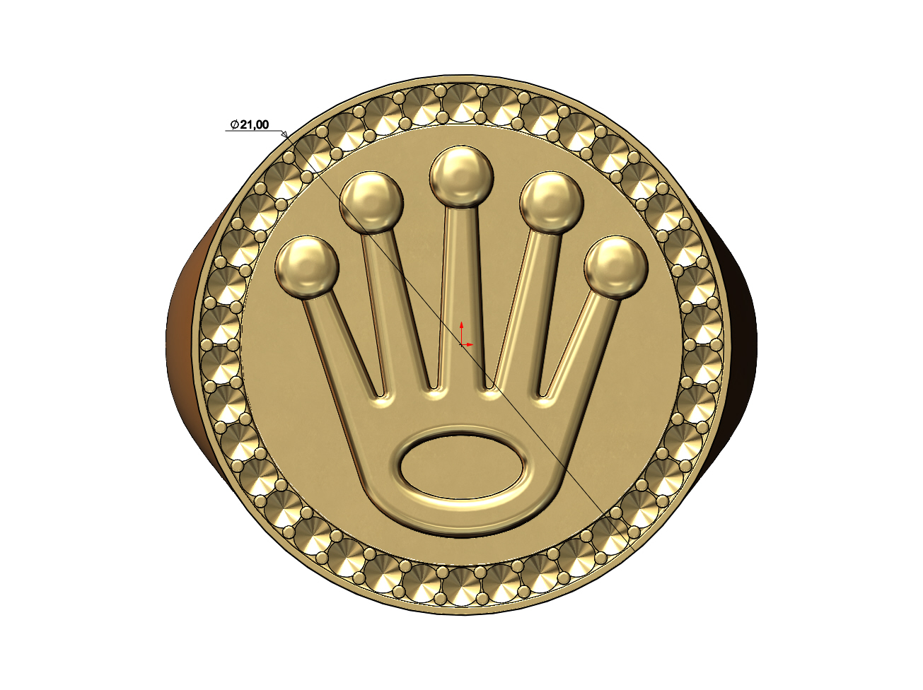 STL file Rolex crown large 21mm diamond signet ring US size 9 3D print ...