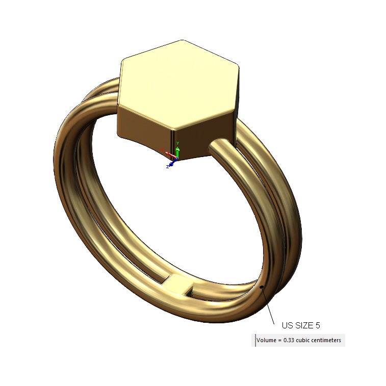 STL file Double wire hexagonal simple signet ring US sizes 5to9 3D ...