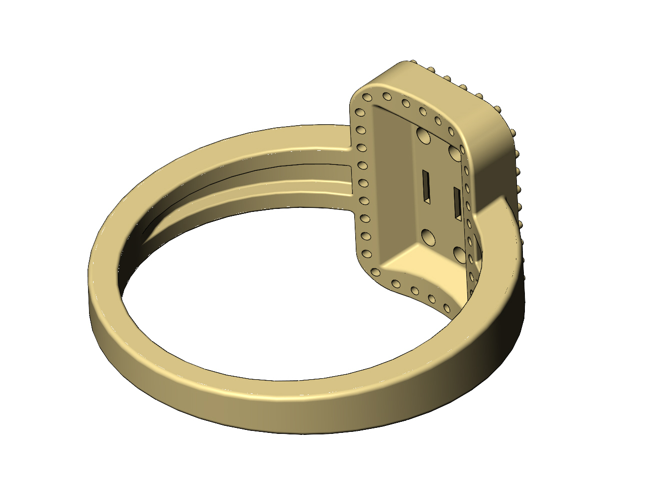 STL file Rectangular tag diamond and baguette cluster ring 3D print ...