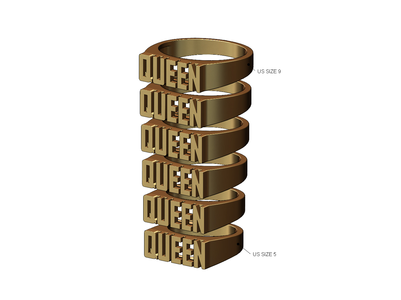 STL file Queen rectangular name ring US size 5to9 3D print model・3D ...