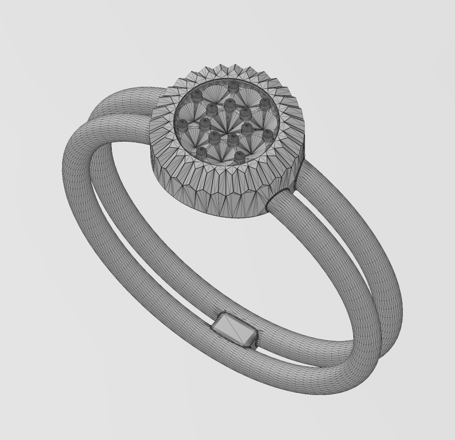 STL file Round diamond cluster wire ring US sizes 5to9 3D print model 💎 ...
