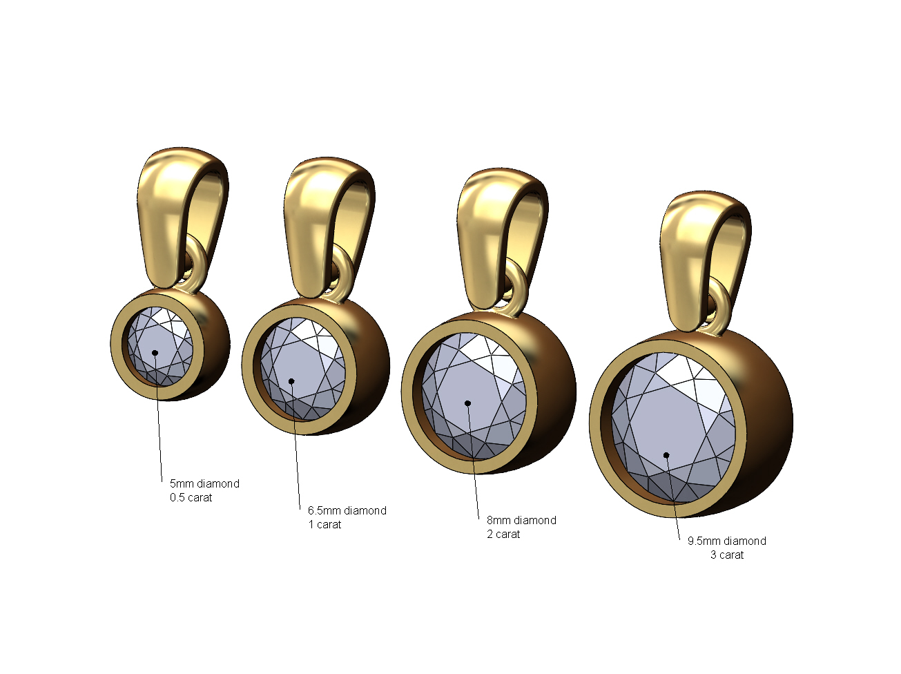 STL file Diamond bezel cups pendants with bail mini set 3D print model ...