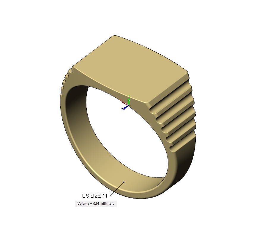 Archivo STL Anillo de sello rectangular redondeado escalonado Tallas 5 ...